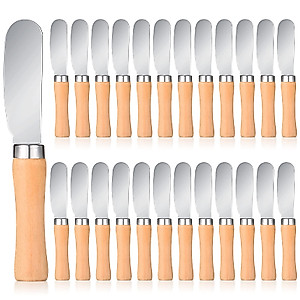 Butter Spreader Knife 4.5 Inch Wide Blade Stainless Steel Knife with Wood Handle Multipurpose Cheese Butter Spreader Knives for Kitchen Birthday Wedding Christmas(25 Pieces)