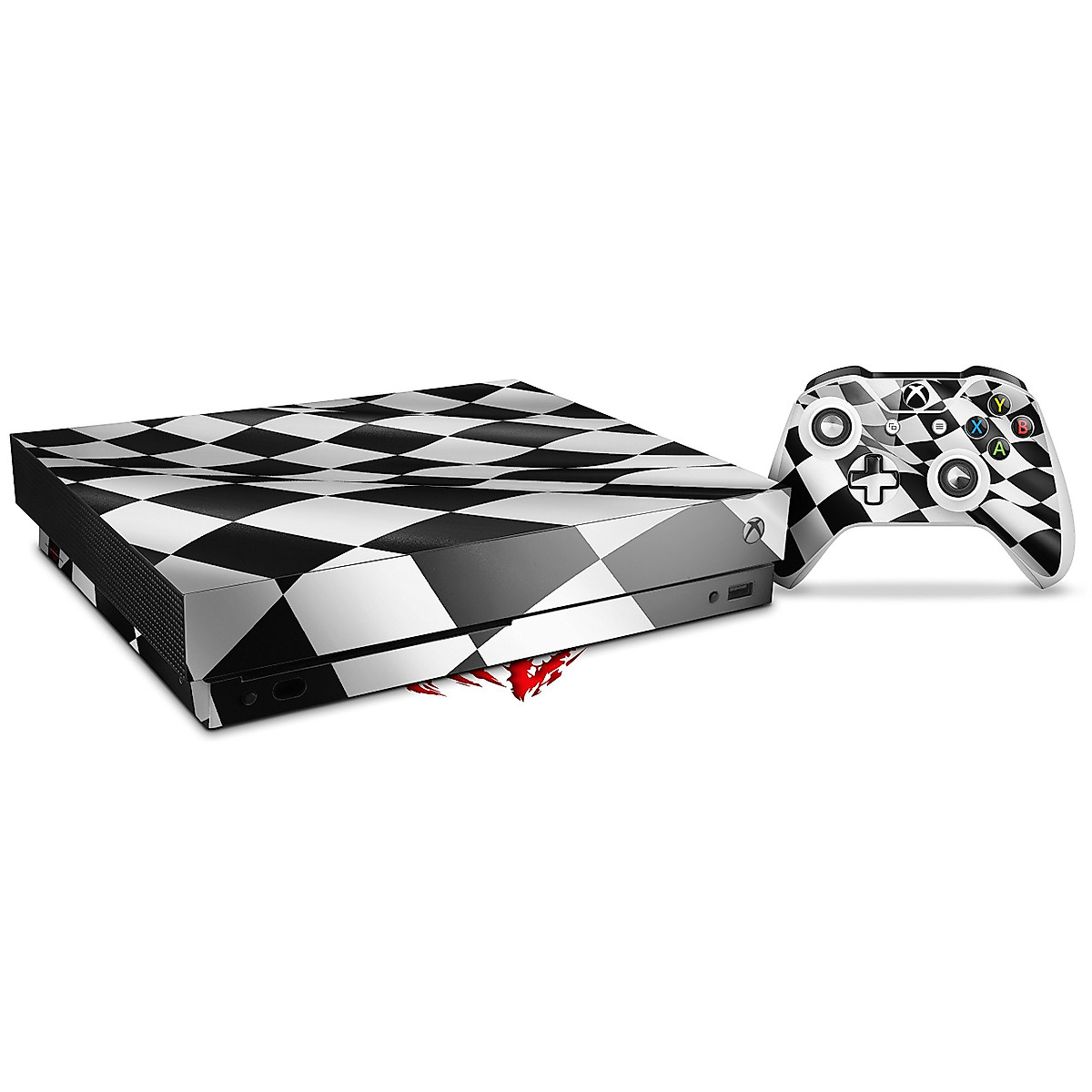 WraptorSkinz Decal Vinyl Skin Wrap Compatible with Xbox One X Console and Controller - Checkered Racing Flag