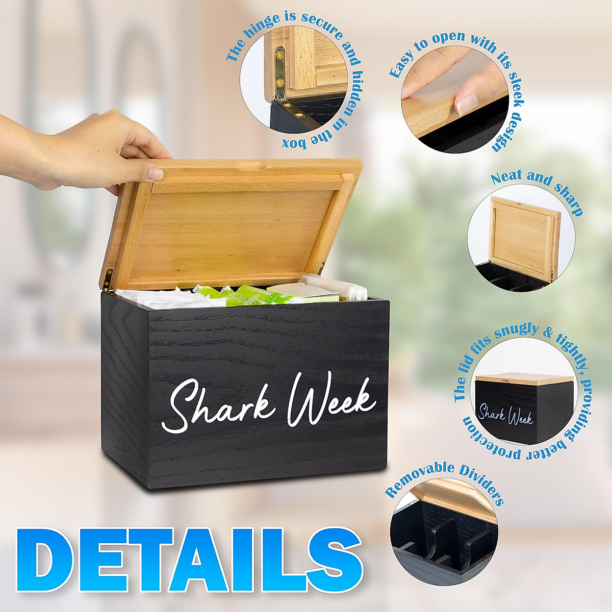 Shark Week Tampon and Pad Storage Box - Feminine Product Organizer for Bathroom, Tampon and Pad Holder, Shark Week Bathroom Organizer, Girl Stuff Box, Tampon and Pad Organizer for Bathroom
