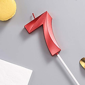 Pfizermay 2.76 Inch Red Glitter Happy Birthday Cake Candles Number Candles Cake Topper Decoration for Wedding, Festival, Reunions, Theme Party Anniversary Kids, Adults, Baby, Pets (Red, 1)