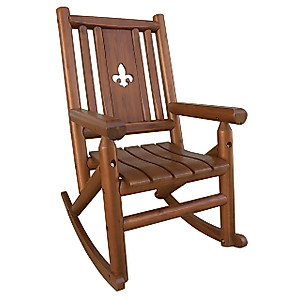 Leigh Country Amberlog Single Rocker with Fleur-De-Lis Cutout Rocking Chair, Brown