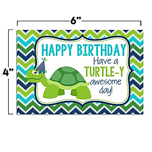 TURTLE-Y Awesome Day Turtle Themed Birthday Pun Themed Single (1) All Occasion Blank Birthday Card To Send To Friends & Family, 4"x 6" (when folded) Fill In Greeting Note Card by AmandaCreation