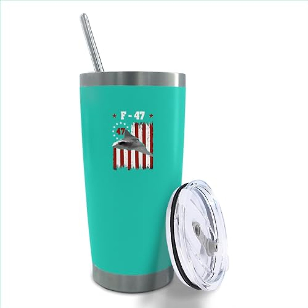 liabiliies Coffee Tumbler 20 oz F47 Fighter Jet F-47 Jet Fighter Aircraft Tumbler with Lid and Straw Insulated Tumblers Stainless Steel Tumbler