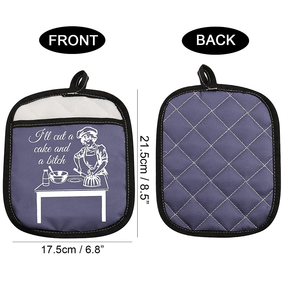 Novelty Baking Gift Heat Resistant Potholder Oven Pads with Pocket I’ll Cut A Cake and A Bitch Funny Baker Gift (I'll Cut a Cake and a Bitch)