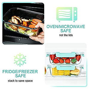 M MCIRCO [10-Pack,22 Oz Glass Meal Prep Containers,Glass Food Storage Containers with lids,Glass Lunch Containers,Microwave, Oven, Freezer and Dishwasher, Green