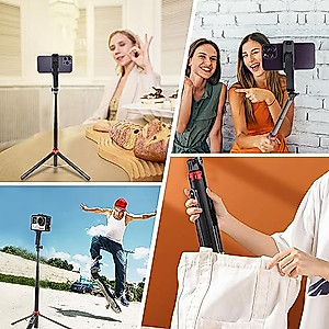 60" Phone Tripod, Selfie Stick Tripod with Remote Extendable All-in-1 Travel Light Phone Tripod Stand, Portable Camera Tripod Compatible with iPhone Android Camera GoPro