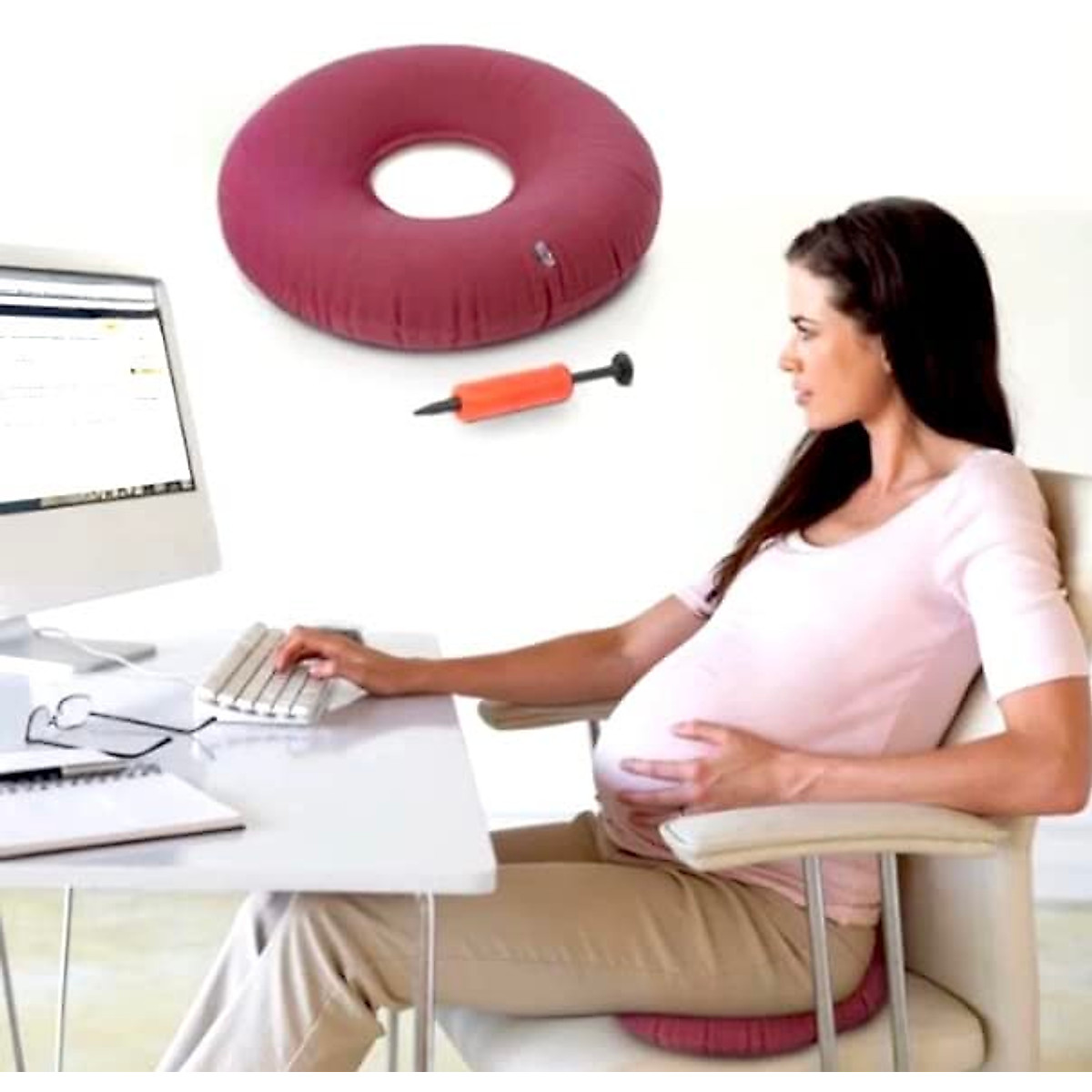 EONLINE Original Donut Cushion Durable Soft Wool Fabric Anti Pressure Anti-Bedsore Air Seat Cushion (Grey)