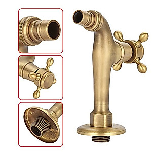 Vintage Solid Brass Single Handle Faucet Washing Hine Faucet Wall Mounted Water Tap Laundry Utility Room Sink Faucets(1#)