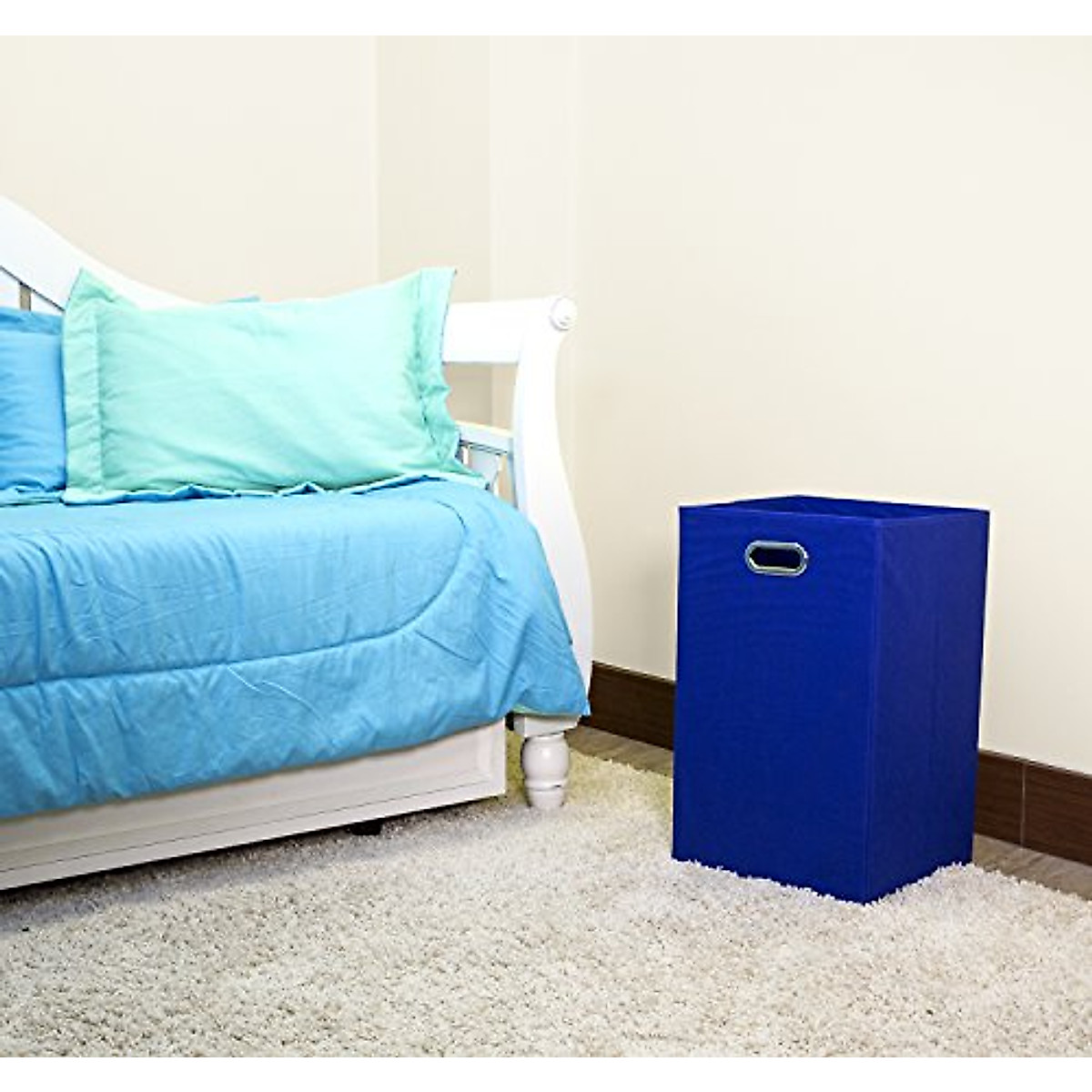 Modern Littles Folding Laundry Basket with Handles – High-Strength Polymer Construction – Folds for Easy Storage and Transportation – 13.75 Inches x 13.75 Inches x 22.75 Inches – Blue