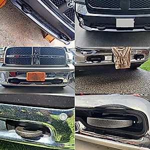 GaeaAuto Front Tow Hooks and Bezel Bracket with Hardware Replacement fit for 2009-2019 Dodge Ram 1500 #82210967 68196982AA