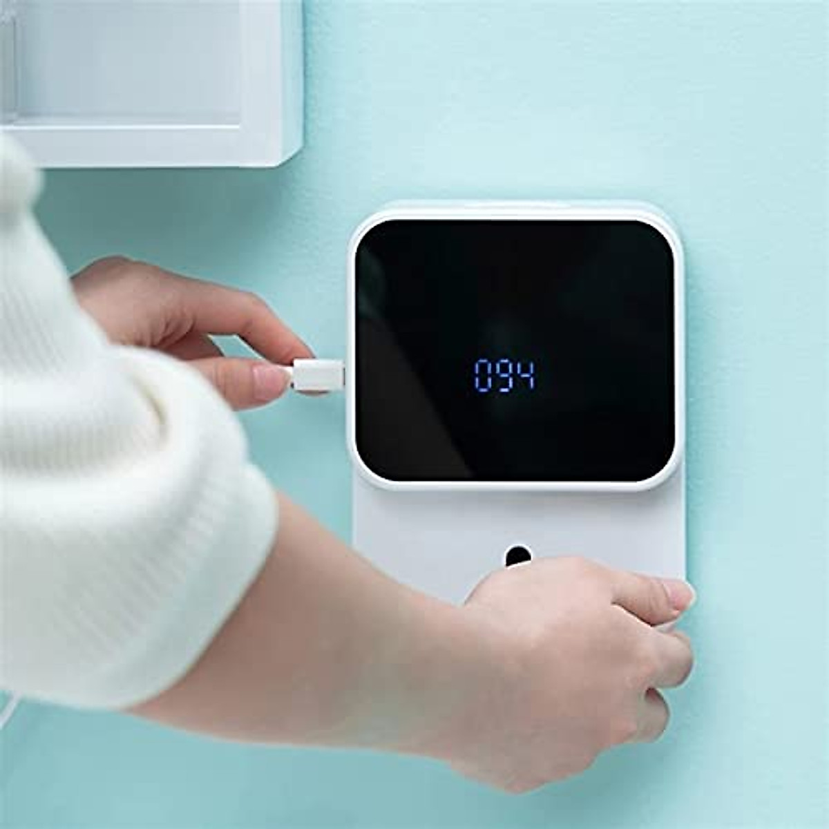 WIOSEN Soap Dispenser Bathroom Induction Foaming Hand Washing Machine Sensor Bathroom Wall Soap Dispenser (Color : Black)