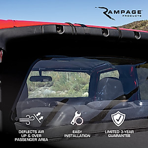 Rampage Windbreaker | Vinyl, Black Diamond Color with Clear Windows | 990035 | Fits 2007 - 2018 Jeep Wrangler JK 2-Door & 4-Door