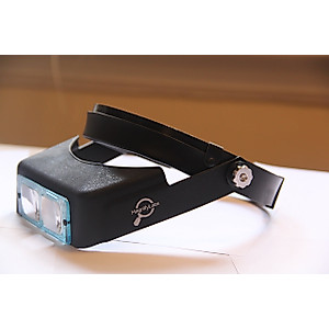 Headband Magnifier Headset - Magnifying Visor with 4 Real Glass Optical Lens Plates (1.5X, 2X, 2.5X, 3.5X)