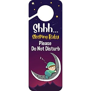Baby Sleeping Sign | Please Do Not Disturb | Plastic Door Knob Hanger Sign
