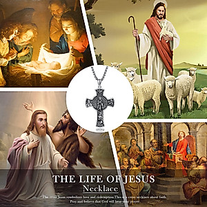 Jesus Cross Necklace for Men 925 Sterling Silver Crucifix Necklace Women with Chain Baptism Christian Jewelry Gifts