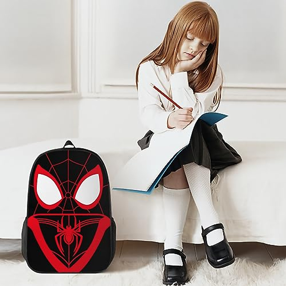 DTREEL Cartoon Backpack 3 Piece Set Girls Boys Adults 17" Backpacks with Lunch Box Pencil Case For School Travel Daypack 17 Inch