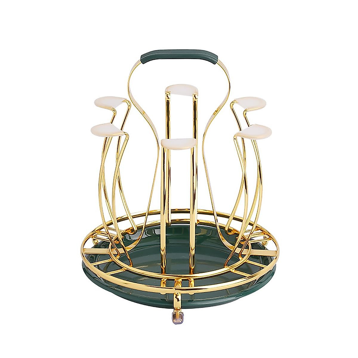 Alunsito Cup Drying Rack Beer Glasses Stand 6 Mugs Metal Drainer Holder Non-Slip Mugs Organizer with Handle for Sink, Coffee Table, Outdoor