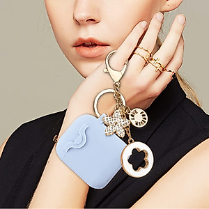 VOTILE Secure Lock Silicone Case Compatible with AirPods Case 1 & 2 with Bling Keychain, Soft Protective Earpod Case Cover Earbuds Cases Women Girls for Apple Air Pod 2 Case - Sky Blue