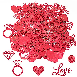 Honbay 100PCS Red Love Heart Fing Ring Table Confetti Party Decorations for Wedding Engagement Anniversary Bachelorette Bridal Shower Birthday Party