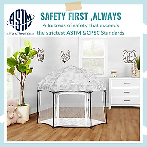 Dream On Me Onyx Playpen Set with Canopy, Storm Grey