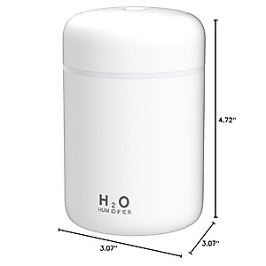 Colorful Cool Mini Humidifier, USB Personal Desktop Humidifier for Bedroom,Office Room, Car,etc. Auto Shut-Off, 2 Mist Modes, Super Quiet. (White)