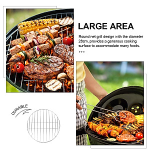 Cabilock Barbecue Wire Rack Stainless Steel Cooling Rack Round Bake Mesh Grid Grate Pizza Baking Rack for Outdoor Camping Hiking Silver 28cm (Without Black Baking Tray)