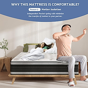 Bednew Full Size Mattress, 14 Inch Hybrid Pillow Top Full Mattresses in a Box with Gel Memory Foam & Individually Pocket Coils, Medium Firm Mattress for Back Pain, Pressure Relief