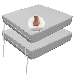 TECOSARA Outdoor Chair Cushions for Patio Furniture, Water Resistant Patio Cushions with Ties for Garden Patio Furniture, Memory Foam Chair Cushions Outdoor Loveseat Cushion Set of 2, 22x22 Inch