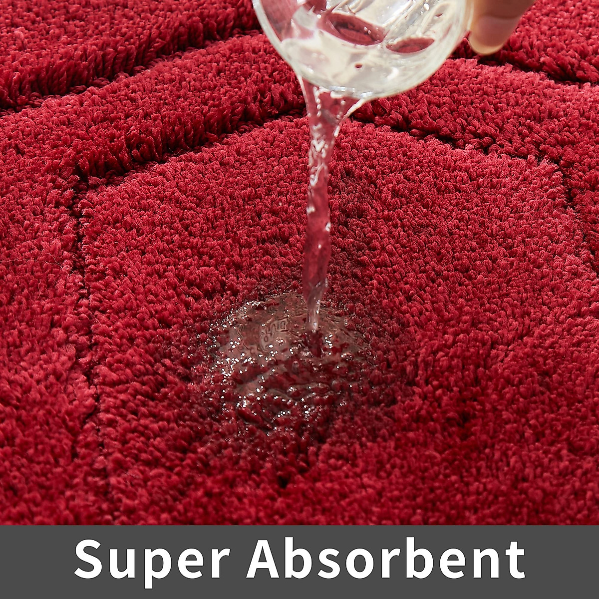 COSY HOMEER Extra Thick Bath Rugs for Bathroom - Anti-Slip Bath Linen Sets Mats Soft Plush Yarn Shaggy 100% Strong Polyester Living Room Bedroom Water Absorbent(Red,17x27 - Inches)