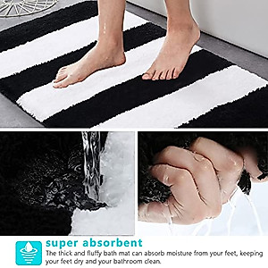 WEIDUOYI Microfiber Bathroom Rugs, Non-Slip Shaggy Soft Bath Rug, Thick Plush Bathroom Mat, Ultra Absorbent and Machine Washable Dry Bath Mats for Bathroom, (16" x 24", Black)