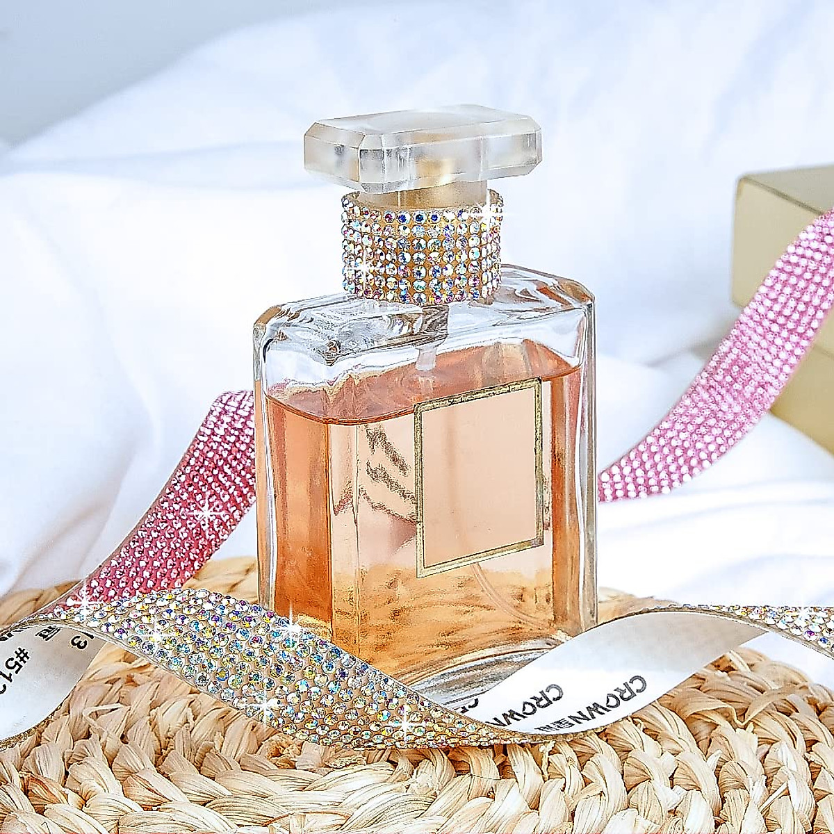 Self Adhesive Rhinestone Strips Diamond Bling Crystal Rhinestone Ribbon Sticker, Bling Wrap Roll DIY for Crafting, Cake Decorating and Fabric (0.45 inches * 3 Yards, Silver)