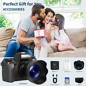 UIKICON 4K Digital Camera for Photography and Video with WiFi and Auto/Manual Focus, 64MP 16X Zoom, 4.0 Inch Touch Screen(Black)