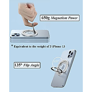 Phone Grip Neowic Magnetic Phone Ring Holder, Adjustable Cell Phone Kickstand, Removable Finger Holder, (with 2PC Ultra Thin Metal Ring for Phone Case/No Mag Phone), Black