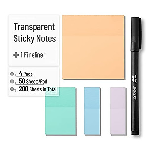 Mr. Pen- Transparent Sticky Notes, 200 pcs, Pastel Colors, See Through Sticky Notes, Sticky Notes Transparent, Sticky Notes Clear, Annotation Sticky Notes, Bible Sticky Notes, Sticky Notes for Books