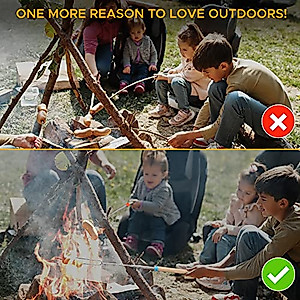 EcoNour Marshmallow Roasting Sticks (8 pack)| 32 Inches Extendable Telescoping Smores skewers for Fire Pit|Meat, Hotdog fork for campfire |Outdoor Grilling & Camping Accessory for Bonfires,BBQ party