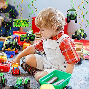 30 Pieces Tractor Party Supplies Tractor Birthday Decorations Green Tractor Hanging Swirls Tractor Time Hanging Favors Party Decorations for Tractor Green Theme Birthday Baby Shower 5 Styles