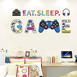 Gamer Wall Decals Controller Video Games Wall Stickers for Boy Bedroom Kids Room Playroom Nursery Home Decoration (Game)