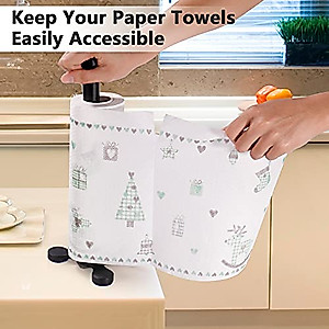 Paper Towel Holders Countertop with Suction Cups and Anti-Slip Mat, Paper Towel Stand for Kitchen Cling Film/Cabinet/Dining Table/Living Room Roll Paper Easy One-Handed Tear