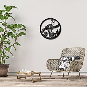 CREATCABIN Sea Turtle Metal Wall Art Ornament Ocean Theme Wall Decor Round DIY Decorations Wall Hanging Sculpture for Home Bathroom Indoor Outdoor Living Room Bedroom Party 12 x 12 Inch