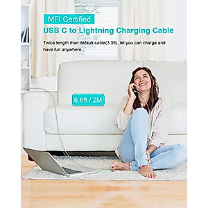 Dual USB C Charger Block + 2 Pack 6.6FT USB C to L Charging Cable for iPhone 14, 14 Pro Max, 13, 13 Pro, 12, 12 Pro, 11, 11 Pro, iPad Pro, iPad Air, Samsung Galaxy, Google Pixel, Magsafe, iWatch, AirP