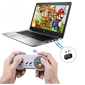 Retro Wireless USB Controller for SNES PC Games, 2.4G Rechargeable Classic SNES USB Game Pad Emulator Controller for Windows PC MAC,Raspberry PI