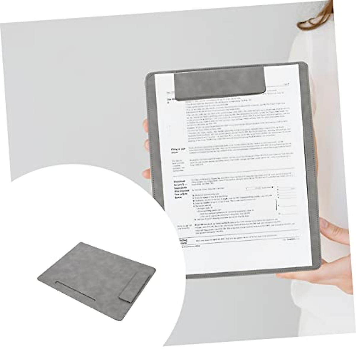 Ciieeo Folder Board Metal Clip Board Office Stuff Business Supplies Realtor Supplies Marketing Supplies Clipboard Pu Grey Writing Support Plate Exam Paper Base Paper File Organizer Metal