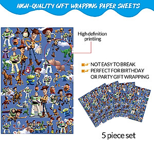 EYQQM Pack of 5 Gift Wrapping Paper 51x75cm Kraft Paper Quality Wrapping Paper Sheets Pack for Kids Birthday, Party Storage Festive Decoration (Blue Sky)