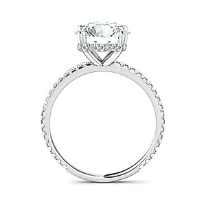 14K Gold Handmade 2.5 CT Oval Cut VVS1 Colorless Moissanite Engagement Rings for Women Bridal Set Moissanite Wedding Rings for Gifts (White Gold, 6)