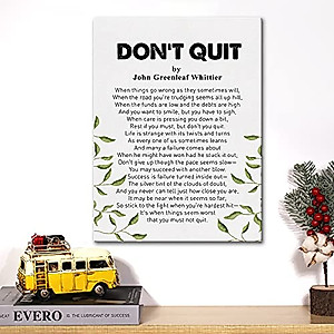 Canvas Wall Art Inspirational Don't Quit Poem Canvas Print Positive Painting Home Wall Decor Framed Gift 12x15 Inch