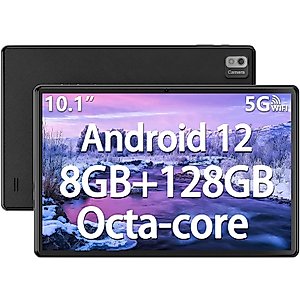 SGIN Tablet, 10 Inch Android 12 Tablets Computer 8GB RAM 128GB ROM with MTK Octa-Core 2.0Ghz Processor, 1280 * 800 HD IPS Srceen, 5MP+8MP Camera, WiFi, Bluetooth, 6000mAh