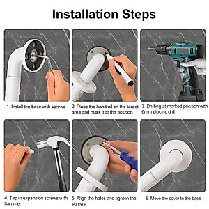 supregear Bathroom Grab Bar Rail, 16 in Non-Slip ABS 304 Stainless Steel Bathroom Handle Balance Grab Bar for Elderly Children Bathtub Toilet Bedroom, Concealed Screw Wall Mounted