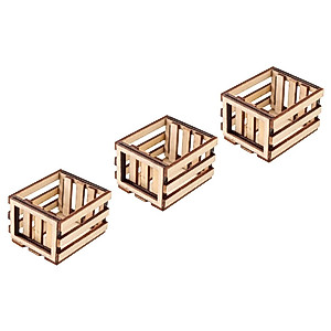Kisangel 3Pcs Dollhouse Crate Wooden Miniature Milk Crate Fruit Basket Dollhouse Miniature Decoration Micro Landscape Ornament for Fairy Garden Decor