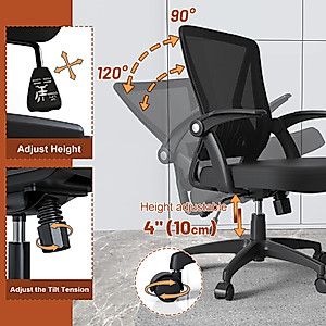 TTD TIANTIANDA Comfy Swivel Adjustable Computer Desk Office Chair with Flip Up Arms and Lumbar Support for Study
