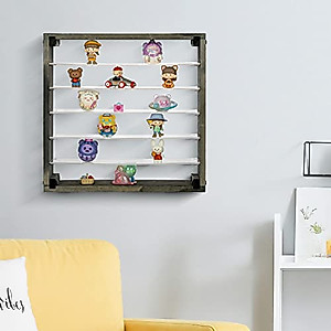 MyGift Wall Mounted Storage Rack, Vintage Gray Solid Wood and Clear Acrylic Floating Collectibles Display Shelf